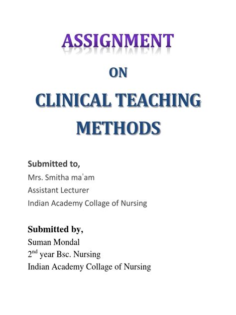 Assignment On Clinical Teaching Methods Pdf Nursing Learning