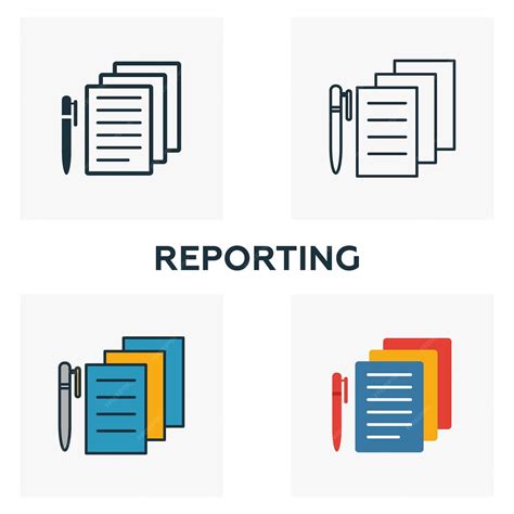Premium Vector Reporting Icon Set Four Elements In Diferent Styles