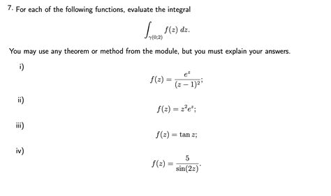 Solved For Each Of The Following Functions Evaluate The Chegg