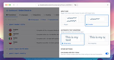 Settings Simplelocalize