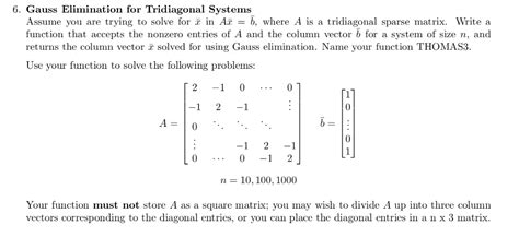 6 gauss elimination for tridiagonal systems assume