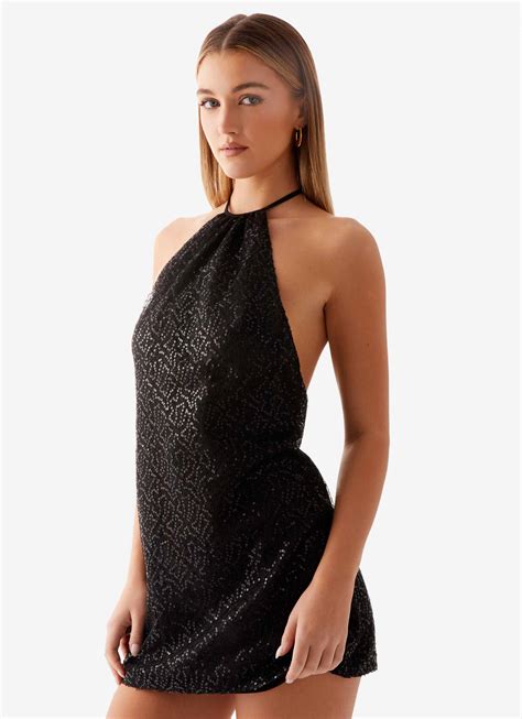 Kingdom Sequin Mini Dress Black Peppermayo