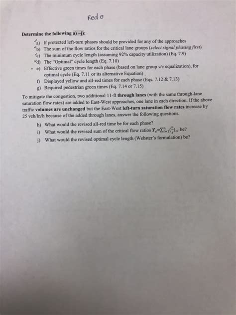 Solved Chapter In Class Design Problem Signal Timing Chegg