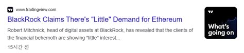 블랙록 이더리움 Etf에 대한 투자자 수요는 거의 없다