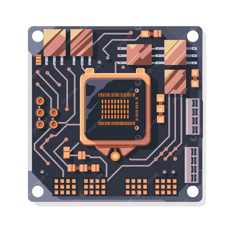 Computer Parts Cpu Central Processing Unit Flat Design Style Assembly Board Bundle Png