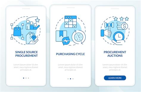 Premium Vector Examples Of Procurement Process Blue Onboarding Mobile App Screen
