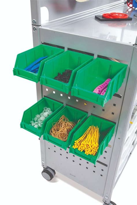 Gratnells Makerspace Cart 3 Deep F2 And 12 Shallow F1 Sunshine Yellow Trays 12 Mini Bins