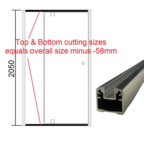 Frameless Direct Master Range Inline 2060 Opening Size Top And Bottom Rail Cutting Size 2002