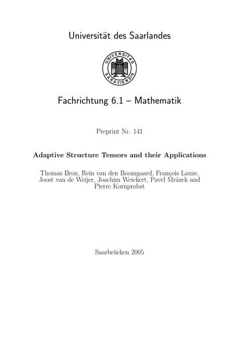 Pdf Adaptive Structure Tensors And Their Applications