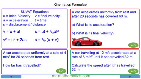 Kinematics Formulae Mr