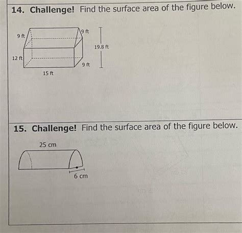 Solved Challenge Find The Surface Area Of The Figure Chegg