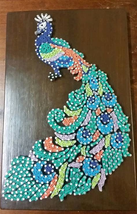 Colourful Peacock String Art Wall Art String Art Templates String
