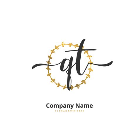 Qt Initial Handwriting And Signature Logo Design With Circle Beautiful Design Handwritten Logo