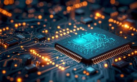 Premium Photo Computer Circuit Board With Ai Chipset 3d Rendering Technology Concept