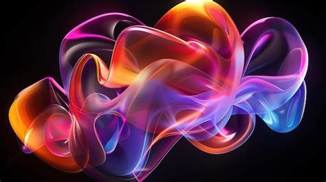 Abstract Digital Art With Swirling Glowing Shapes In Vibrant Colors Premium Ai Generated Image