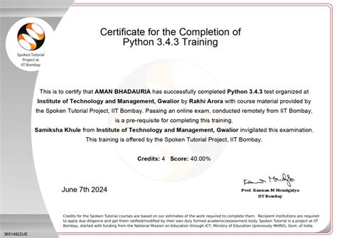 Aman Singh Bhadauria On Linkedin Python Iitbombay Spokentutorial