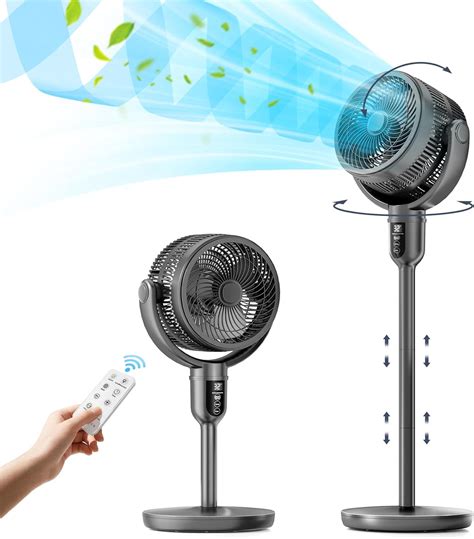 Standing Fan For Bedroom, Pedestal Fan With Remote 20-43" Adjustable Height, 90°+90°Omni ...