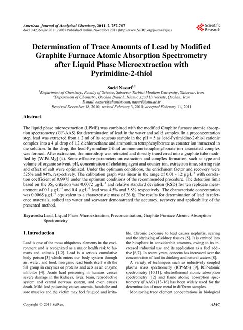 Pdf Determination Of Trace Amounts Of Cadmium By Modified Graphite Furnace Atomic Absorption