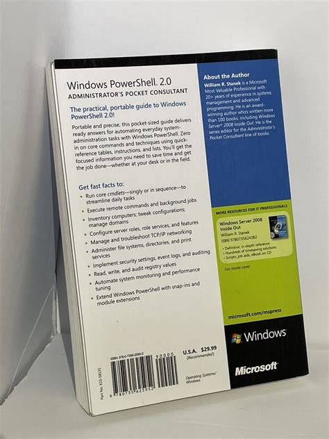 pocket consultant ser microsoft windows powershell™ 2 0 by william r