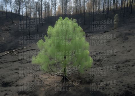 A Single Tree Survives A Forest Fire Impossible Images Unique Stock Images For Commercial Use