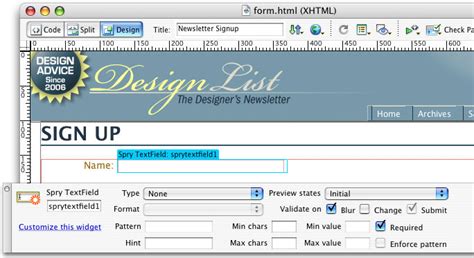 View Source Building Better Forms With Dreamweaver Cs3 Creativepro Network