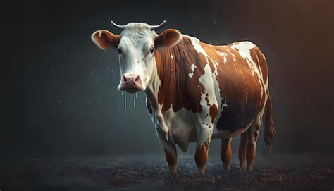 Una Vaca Con Un Pelaje Chorreante En La Cara Foto Premium