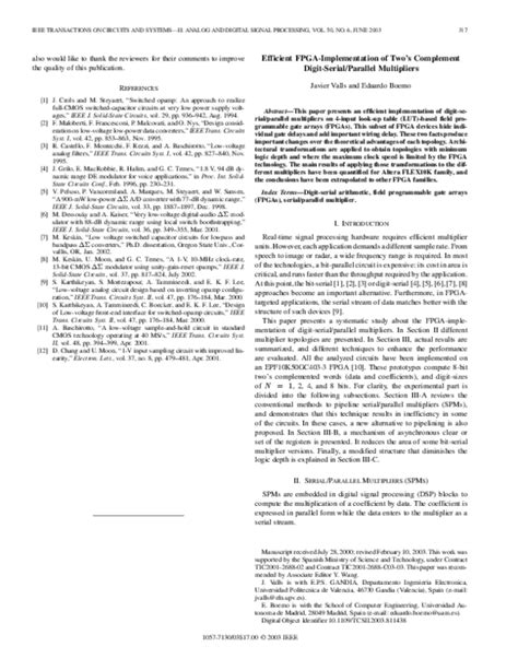 Pdf Efficient Fpga Implementation Of Twos Complement Digit Serialparallel Multipliers