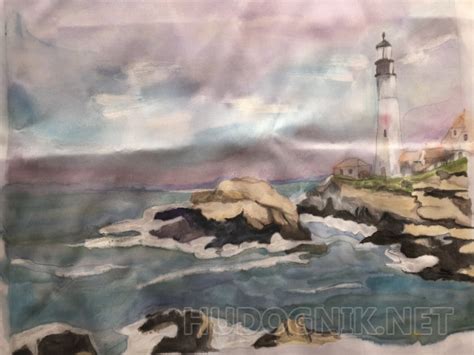 Картина Маяк Размеры 35x29 Год 2019 Цена 1000 рублей Художник Овчинникова Мария Андреевна