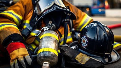 Firefighter Gear And Equipment Close Up Stock Illustration