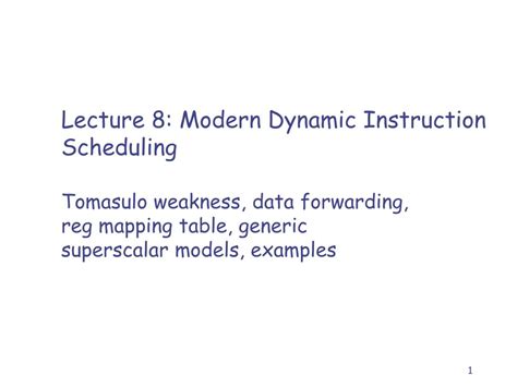 Ppt Lecture 8 Modern Dynamic Instruction Scheduling Powerpoint