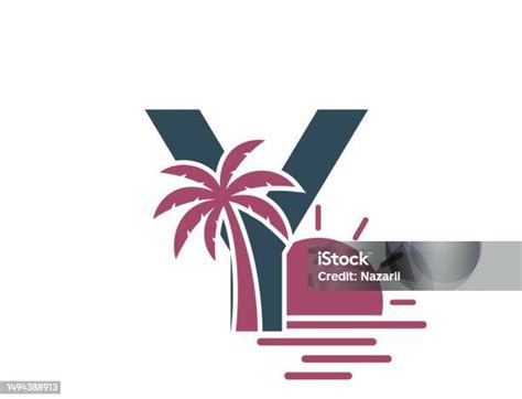 야자수 바다 태양이 있는 문자 Y 창조적 인 휴가 및 리조트 알파벳 로고 여름과 이국적인 관광 디자인 0명에 대한 스톡 벡터 아트 및 기타 이미지 Istock