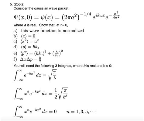 Solved Pts Consider The Gaussian Wave Packet V Chegg