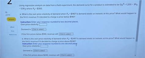 Solved Using Regression Analysis On Data From A Field