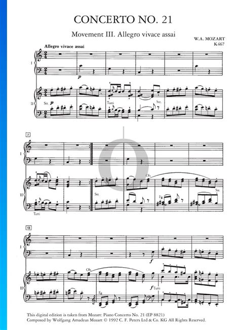 Piano Concerto No 21 In C Major K 467 3 Allegro Vivace Assai