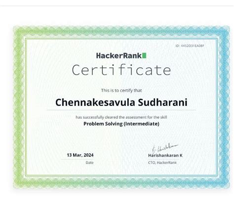 Chennakesavula Sudharani On Linkedin Hackerrank Problemsolving