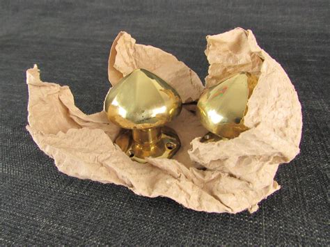Pair Of Vintage Octagonal Brass Door Knobs