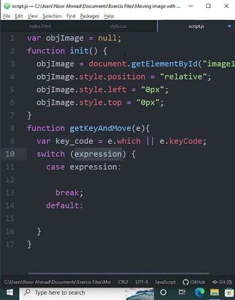 Moving Objects With Arrow Keys Animation With Javascript
