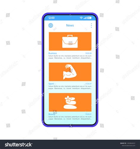 News Feed Smartphone Interface Vector Template 스톡 벡터로열티 프리 1283864023