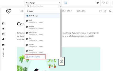 create a new product template and page template roartheme premium