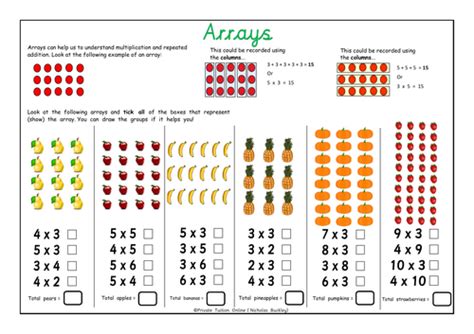 Arrays Year 12 Ages 5 7 Worksheet Activity Teaching Resources