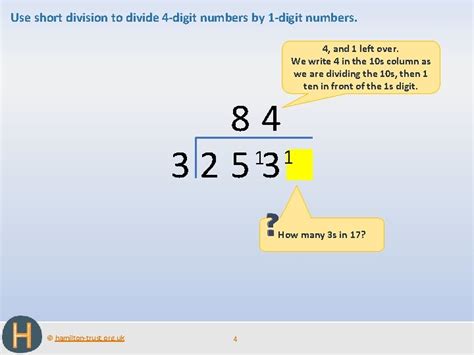 Use Short Division To Divide Digit Numbers