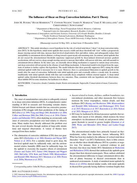 Pdf The Influence Of Shear On Deep Convection Initiation Part I Theory