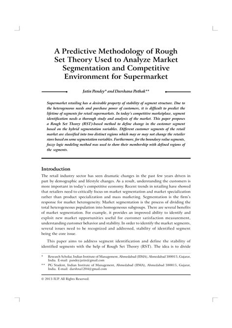 Pdf A Predictive Methodology Of Rough Set Theory Used To Analyze