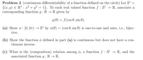 Solved Problem Continuous Differentiability Of A Function Chegg