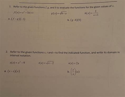 Answered 1 Refer To The Given Functions F G And H To Evaluate The