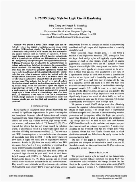 Cmos Style A Design For Logic Circuit Hardening Pdf Logic Gate Cmos