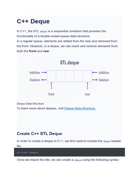 C Deque Creation And Usage Guide Pdf