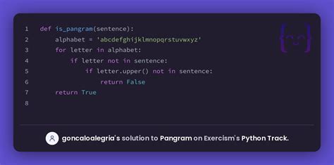 Goncaloalegrias Solution For Pangram In Python On Exercism