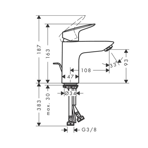 Hansgrohe Logis Single Lever Basin Mixer 100, Pop-up Waste, Chrome Pla ...