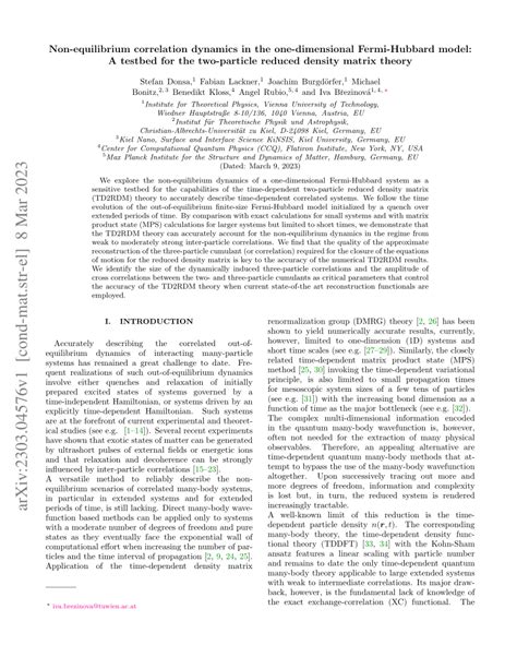 Pdf Non Equilibrium Correlation Dynamics In The One Dimensional Fermi